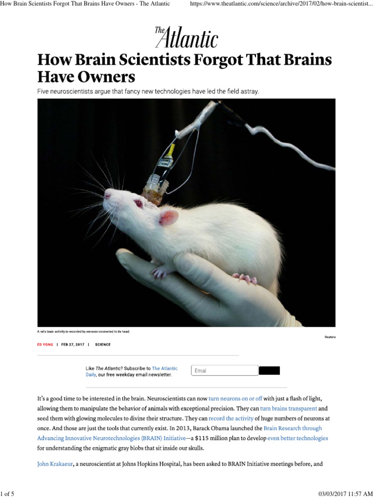 How Brain Scientists Forgot That Brains Have Owners 2017 The Atlantic-1 ...