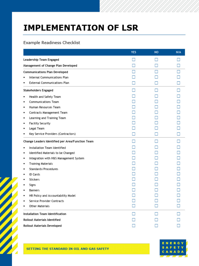 LSR Example Readiness Checklist | PDF | Business | Finance & Money ...