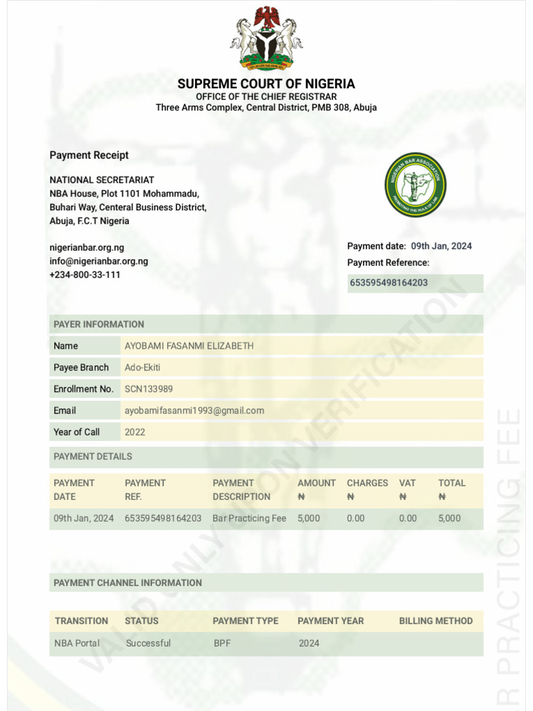 Email Receipt - NBA Portal 5k | PDF | Law