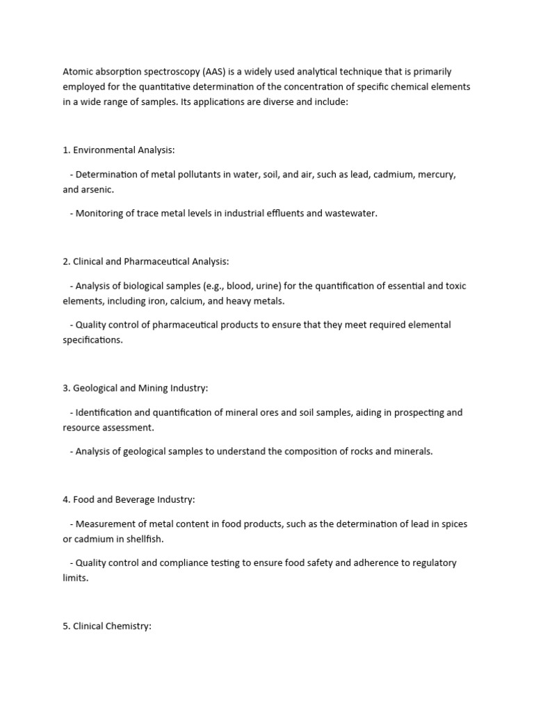 Applications of AAS | PDF | Metals | Atomic Absorption Spectroscopy