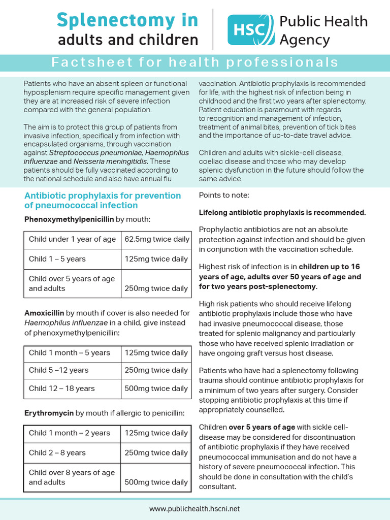 Splenectomy - Factsheet - For - Health - Professionals 2022 Final | PDF ...