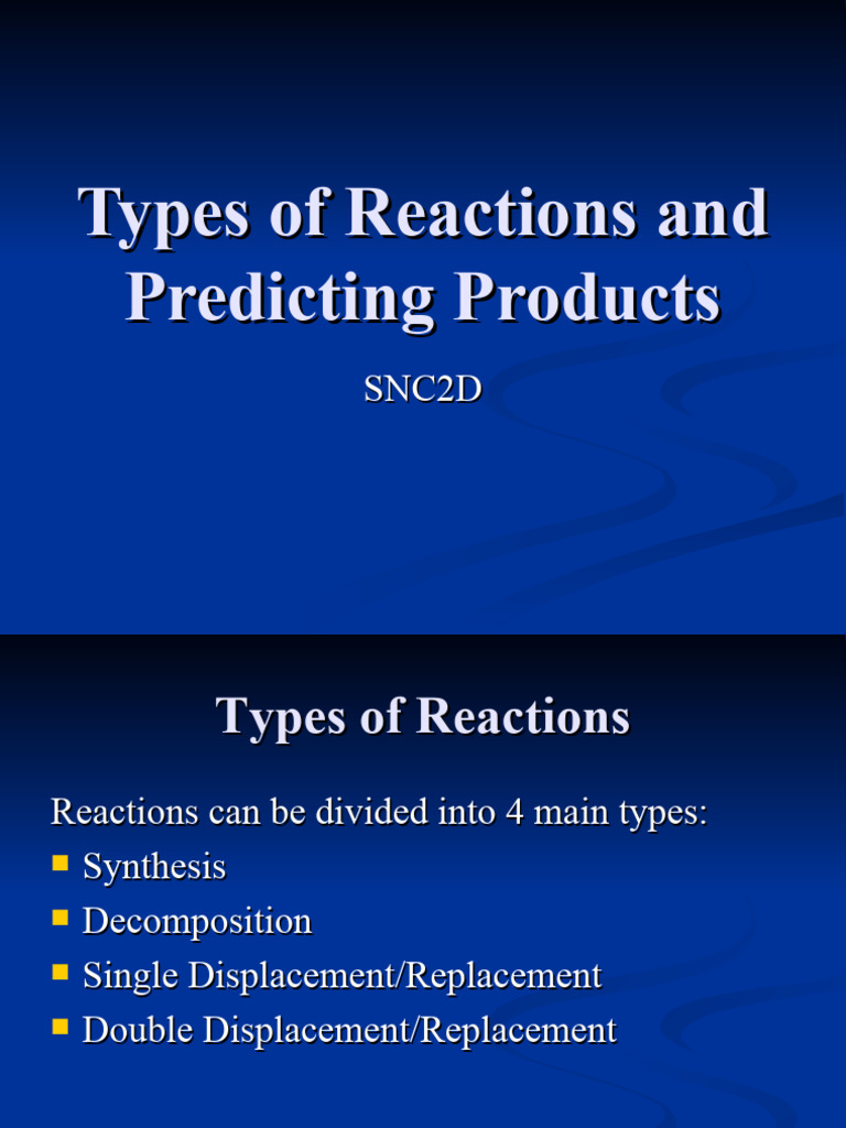 Types of Chemical Reactions Explained | PDF | Chemical Reactions ...