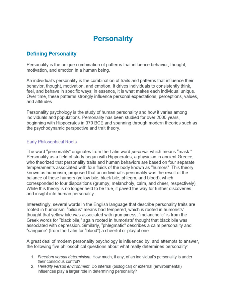 Personality | PDF | Personality Psychology | Extraversion And Introversion