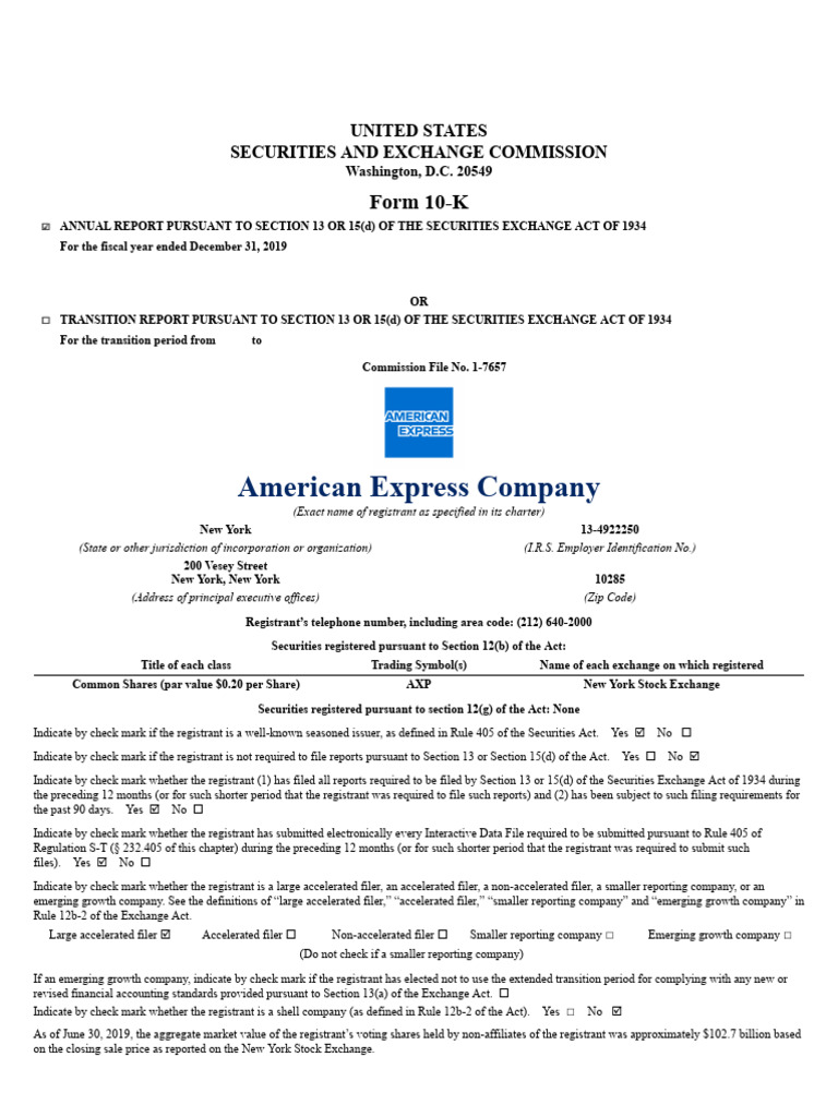 Axp 20191231 | PDF | Basel Iii | Capital Requirement