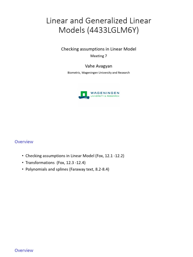 Lesson 4 Linear Assumptions | PDF | Linear Regression | Errors And Residuals