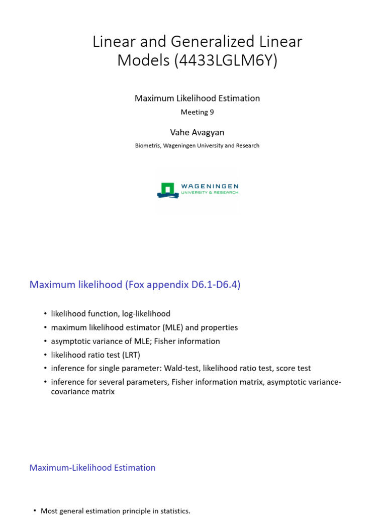Lesson 6 Maximum Likelihood | PDF