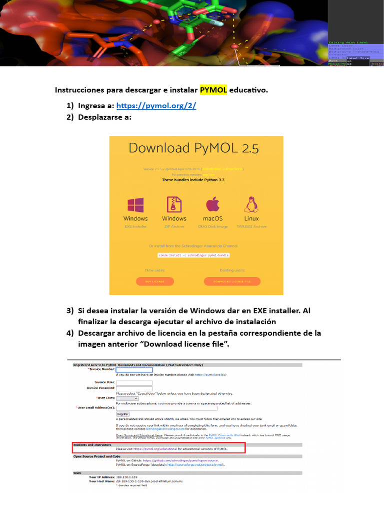 Instrucciones para Descargar e Instalar PYMOL Educativo | PDF