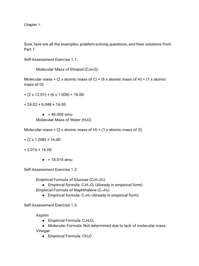 Chapter 1 Chemistry | PDF | Mole (Unit) | Molecules