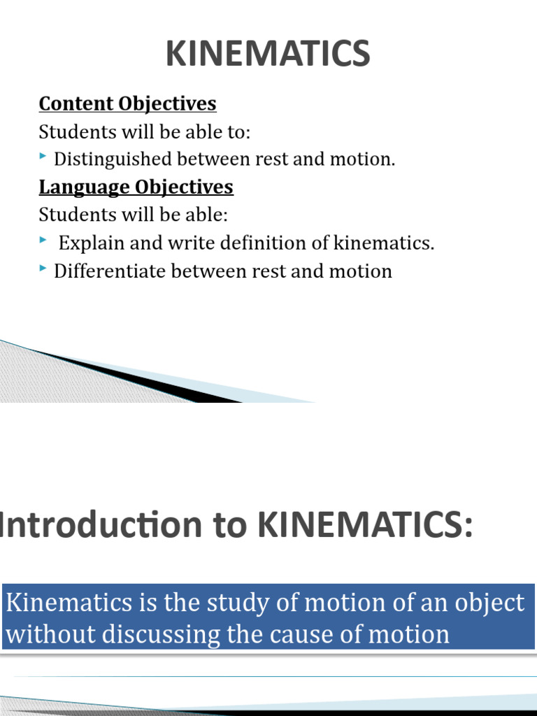 KINEMATICS 1 (Rest and Motion) | PDF