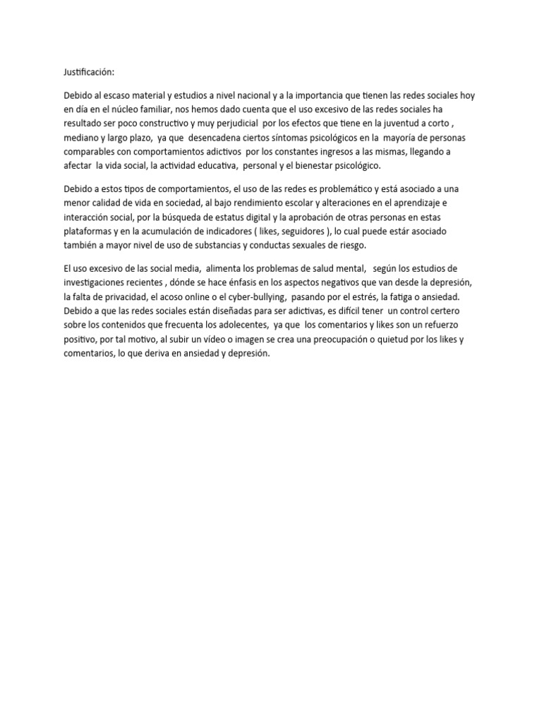 Justificación | PDF | Ciencias sociales | Salud y bienestar