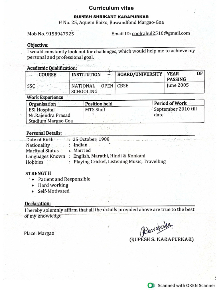 CV of Rupesh | PDF