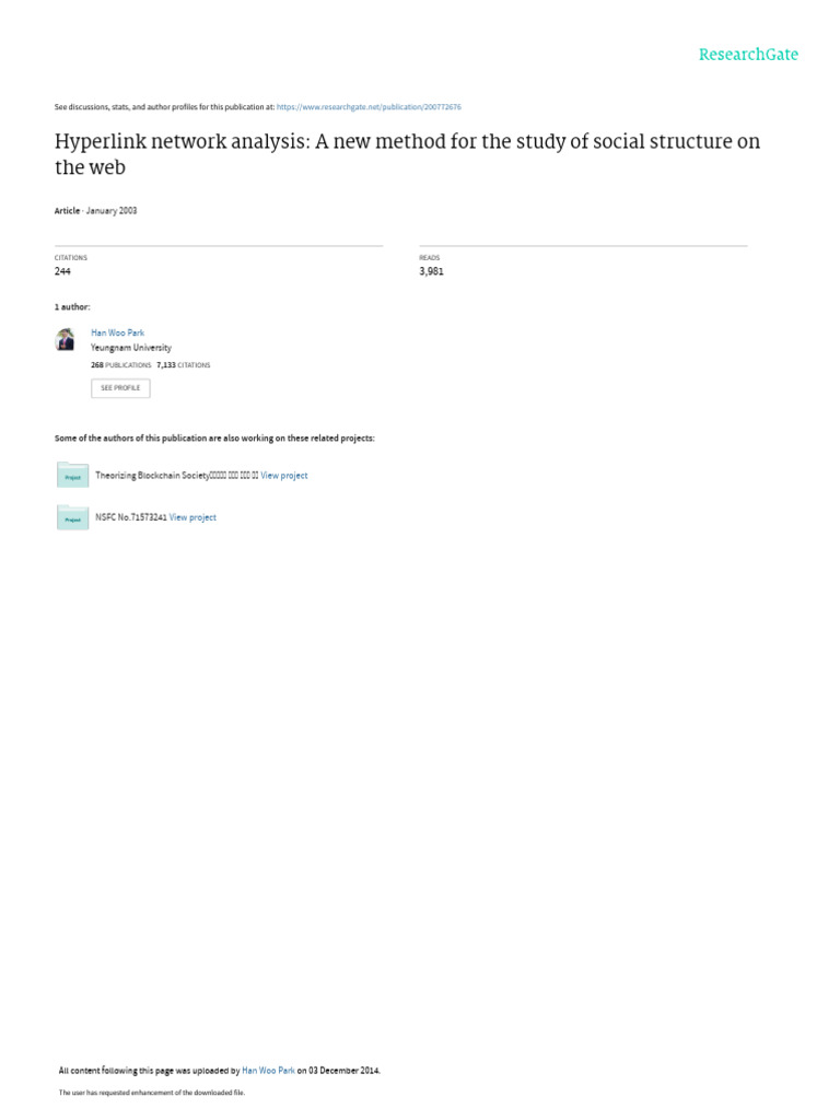 Hyperlink Network Analysis A New Method For The ST | PDF | Hyperlink ...