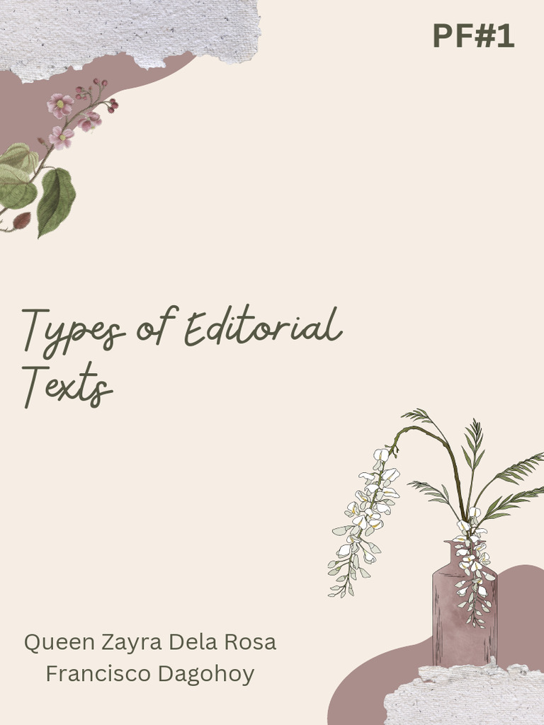 Types of Editorial Texts: Queen Zayra Dela Rosa Francisco Dagohoy | PDF ...