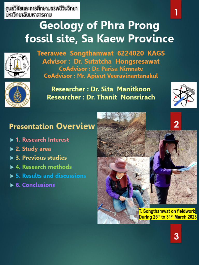 Proposal Senior Project Presentation Geology of Phra Prong Fossil Site ...