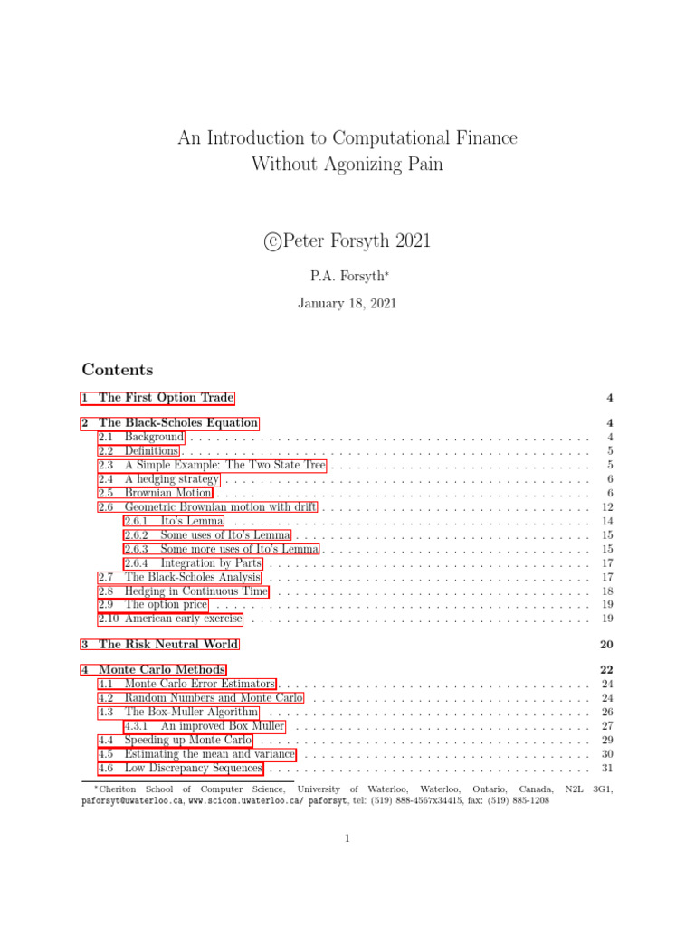 An Introduction To Computational Finance Pdf Option Finance Futures Contract