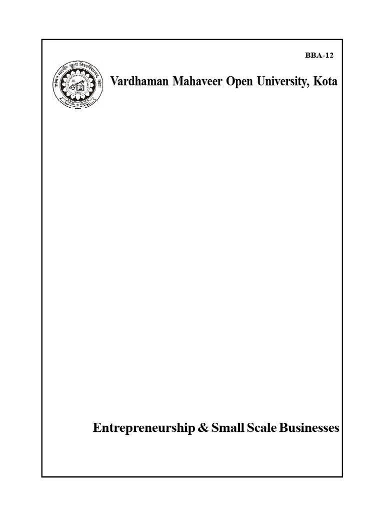 Entrepreneurship and Small Scale Businesses | PDF | Entrepreneurship ...