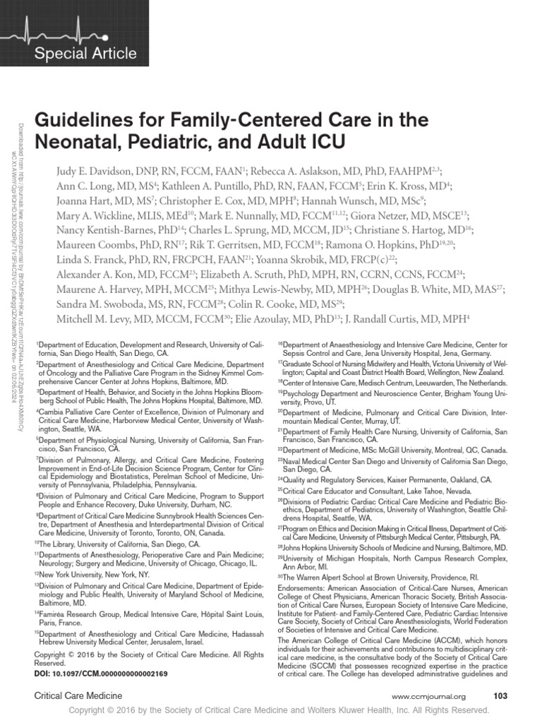 Guidelines For Family Centered Care | PDF | Systematic Review | Intensive Care Medicine
