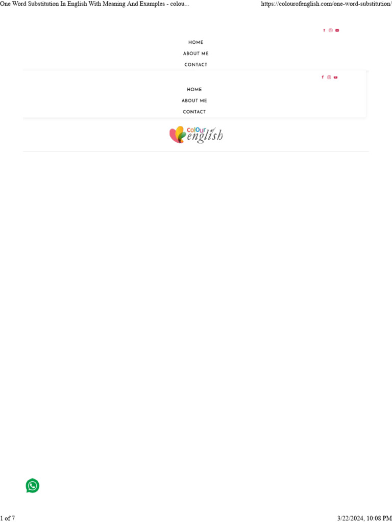 One Word Substitution in English With Meaning and Examples - Colour-Of ...