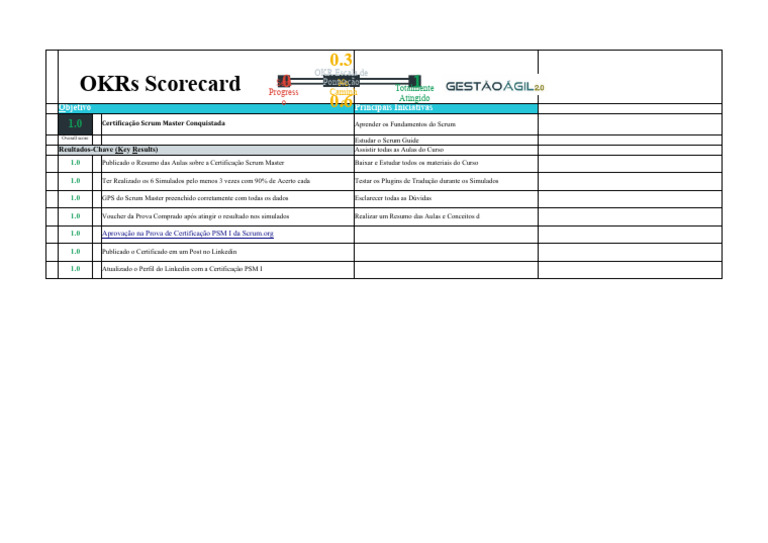 Modelo OKR Carreira Agilista | PDF