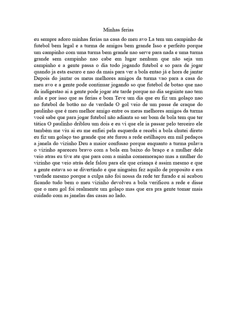 Minhas Ferias TEXTO | PDF