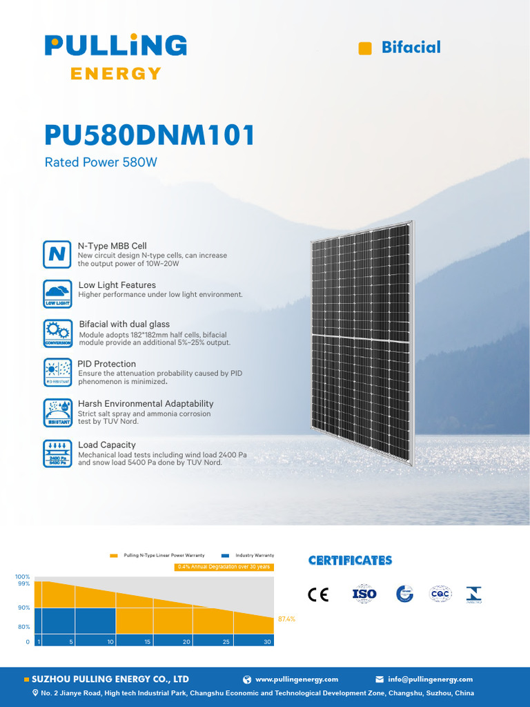 580W Bifacial Solar Panel Datasheet | PDF | Electricity | Electronics