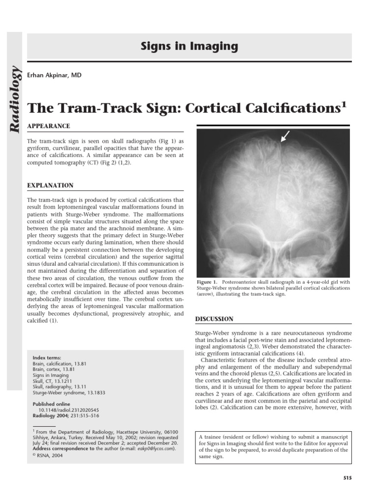 Tram-Track Sign - Cortical Calcifications | PDF