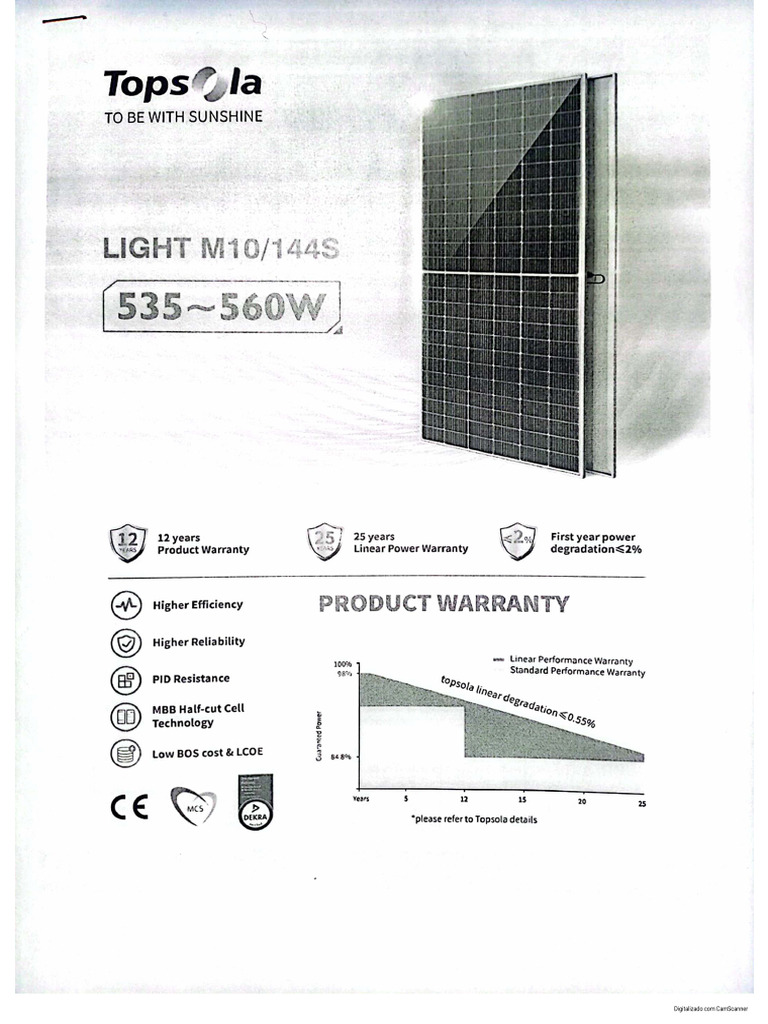 Datasheet - Topsola 560W | PDF