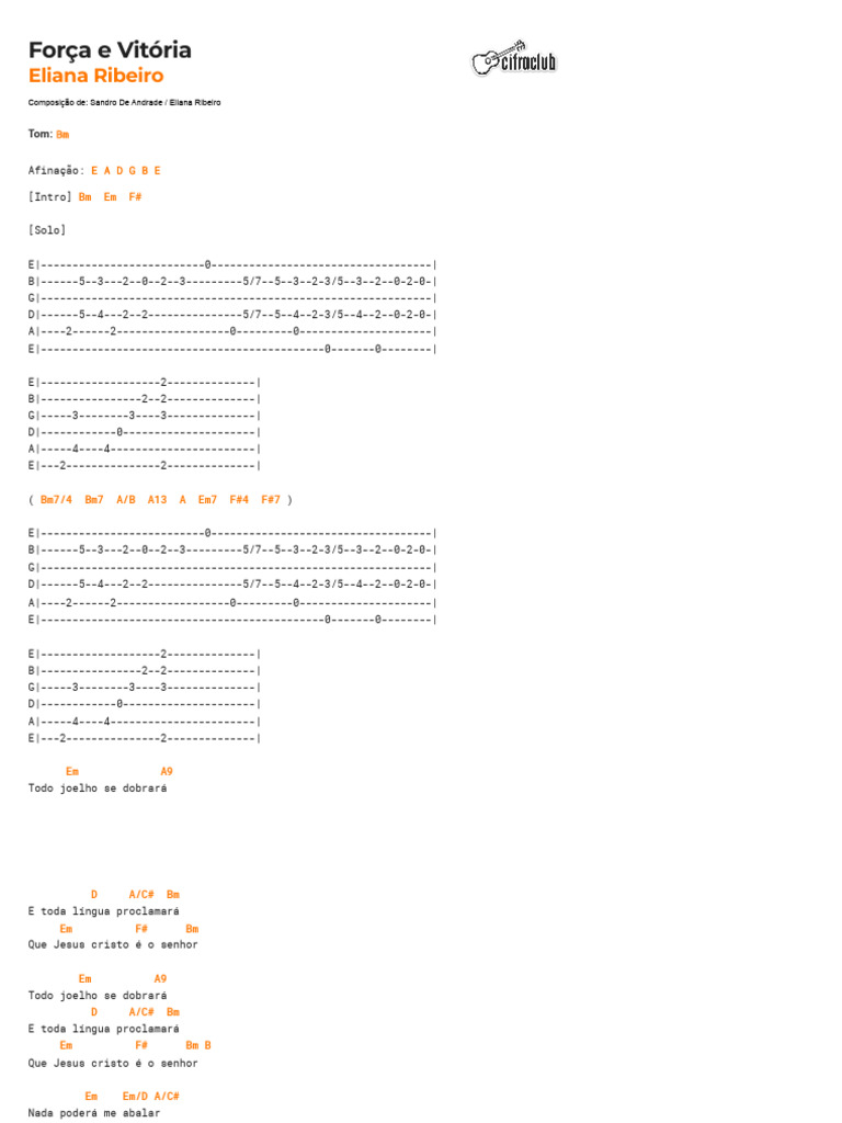 Cifra Club - Eliana Ribeiro - Força e Vitória | PDF