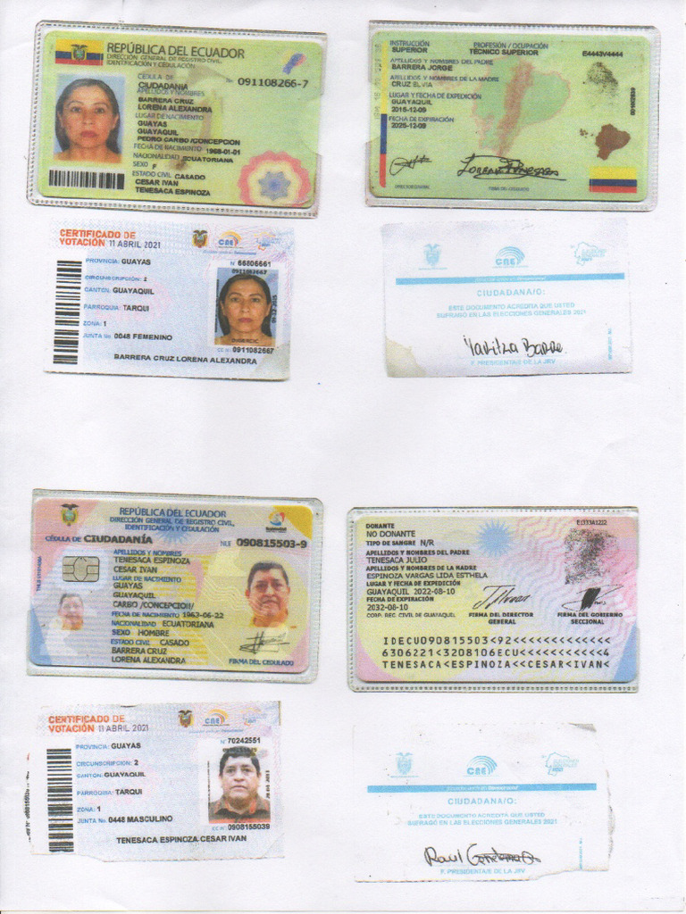 Cedula Lorena Barrera y Cesar Tenesaca | PDF