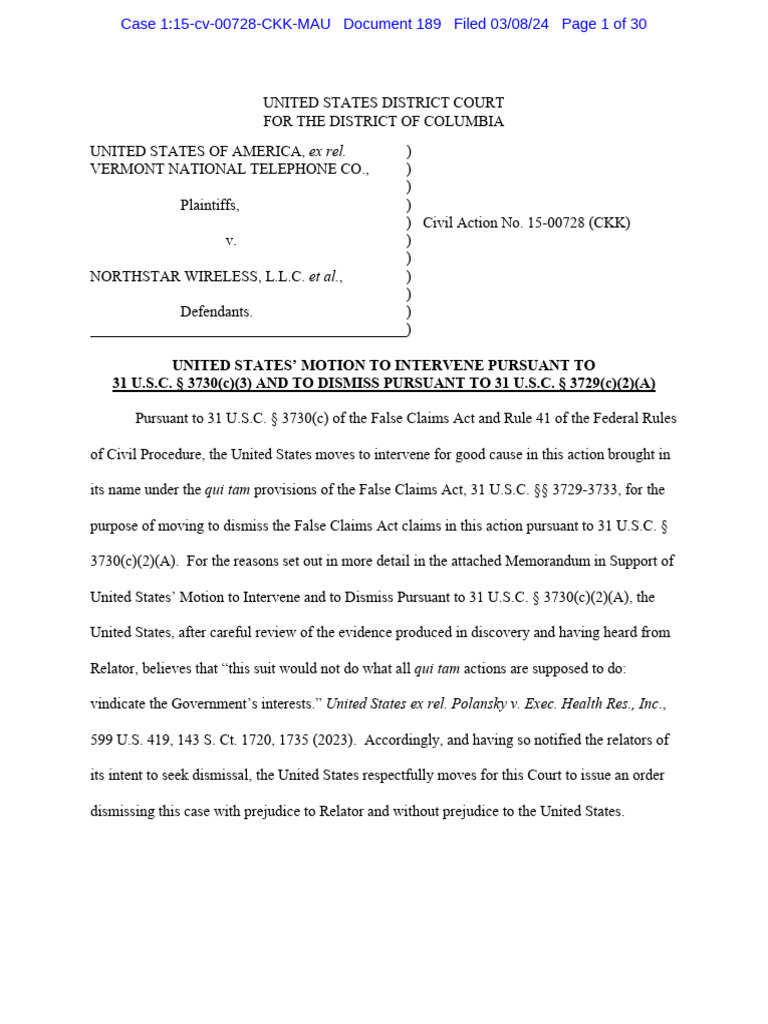US Motion to Dismiss Dish Network Fraud | PDF | False Claims Act ...