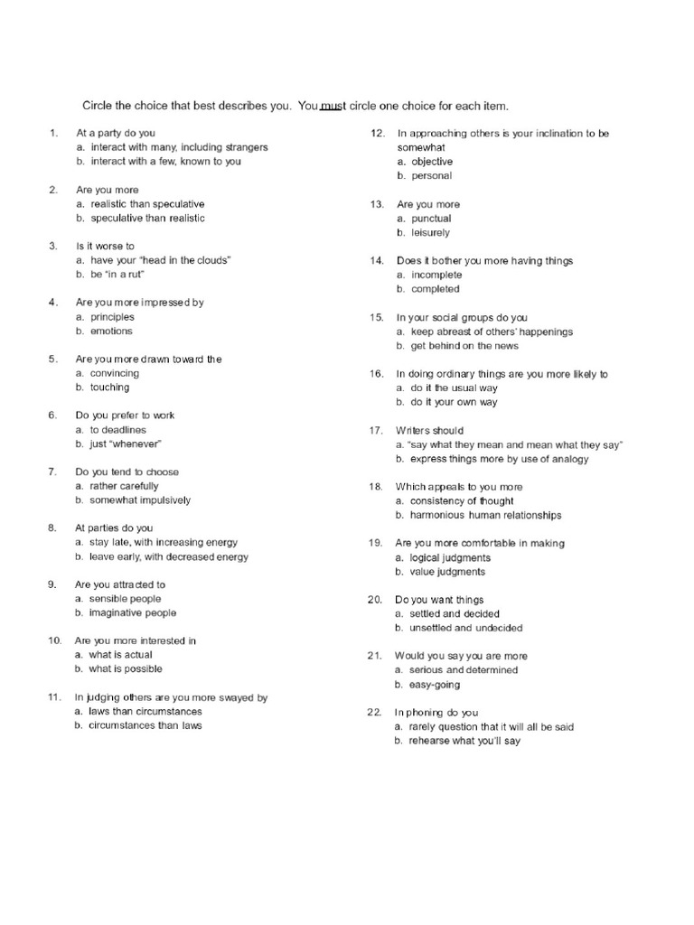 MBTI | PDF