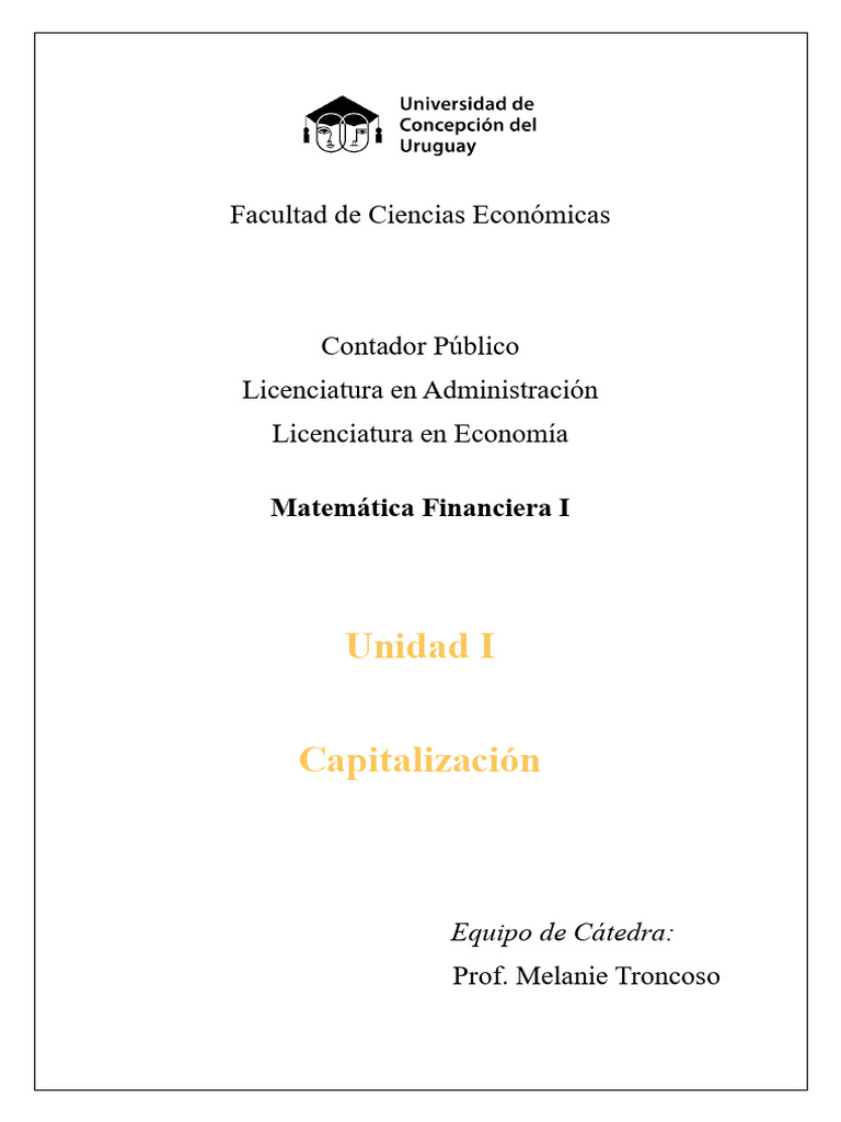 Unidad 1 | Descargar gratis PDF | Capital (economía) | Finanzas Matemáticas