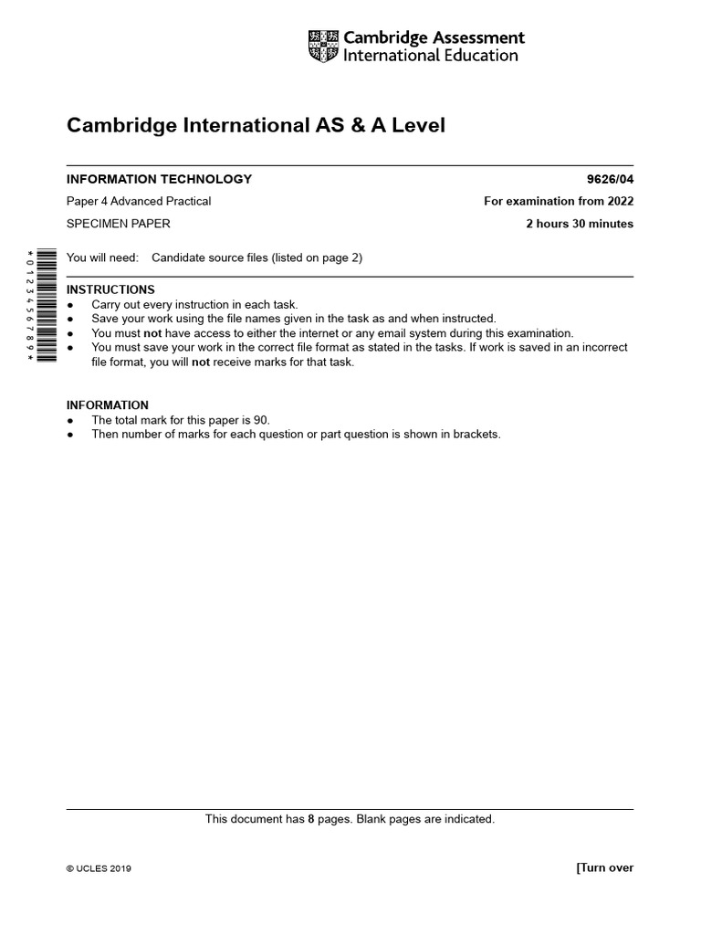 2022 Specimen Paper 4 | PDF | Computer File | Computing