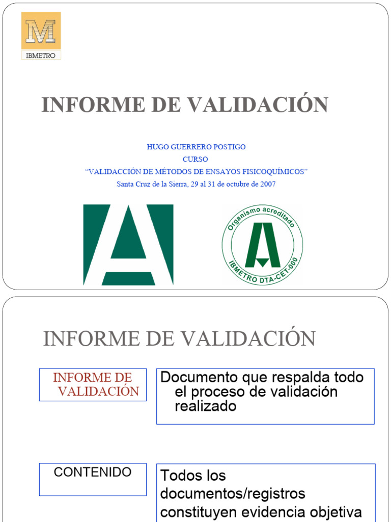 Sesión 14 Informe de Validación | PDF | Incertidumbre