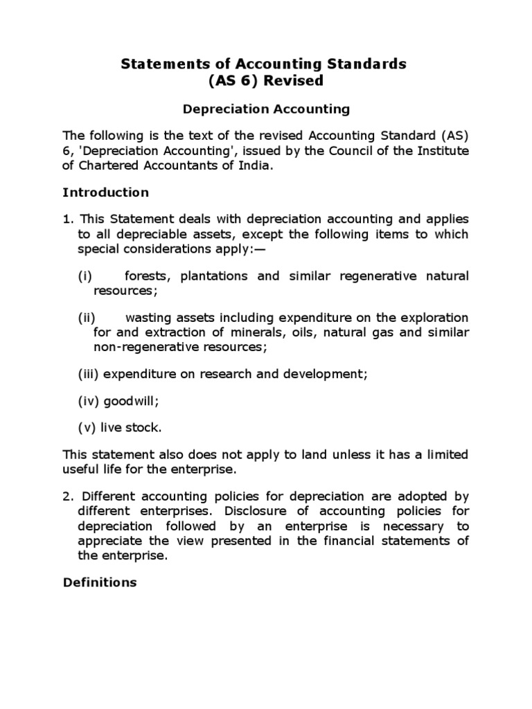 Accounting Standard 6 | PDF | Historical Cost | Depreciation