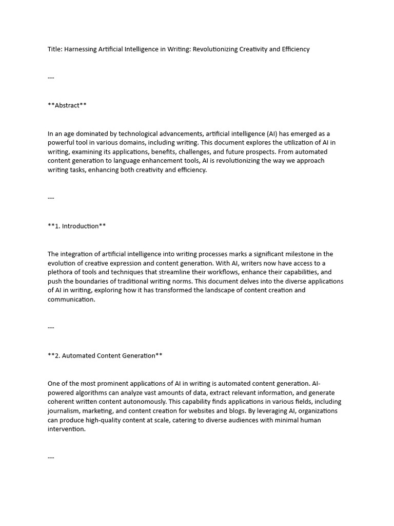 Artificial Intelligence in Writing | PDF | Artificial Intelligence ...