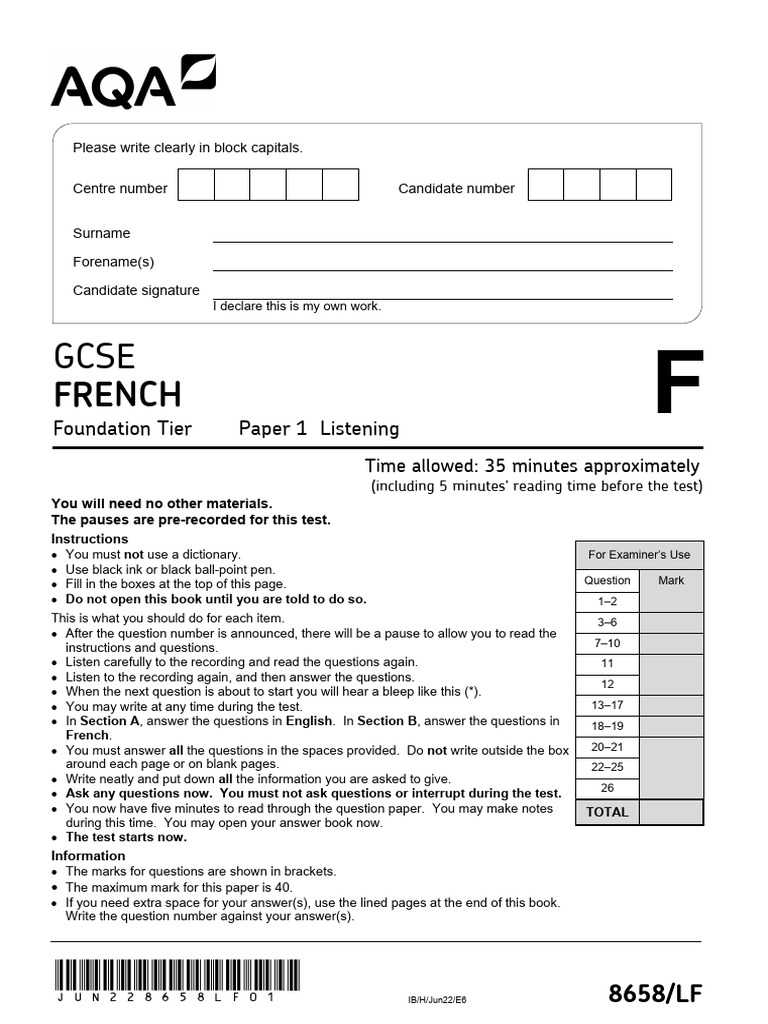 Aqa 8658LF QP Jun22 | PDF