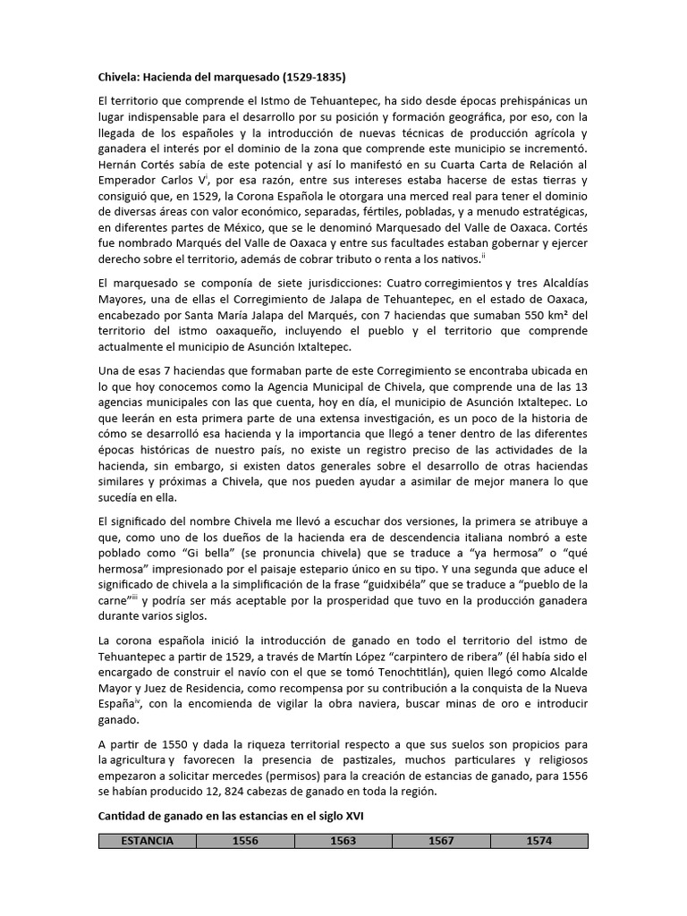 Historia de la Hacienda Chivela | PDF | México | Hernán Cortés