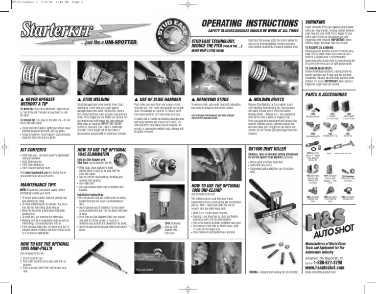 HS Weld Spotter - UNI-4550 - Manual | PDF | Welding | Construction