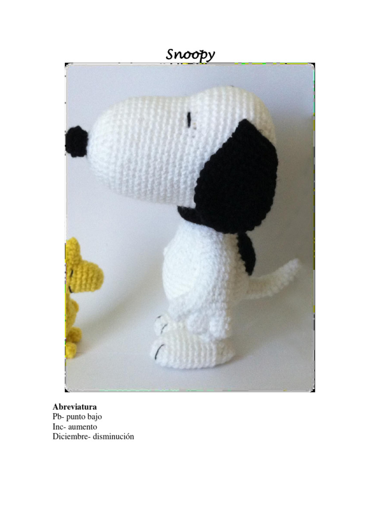 Patrón Amigurumi Snoopy a Crochet | PDF | Hogar, jardinería y bricolaje