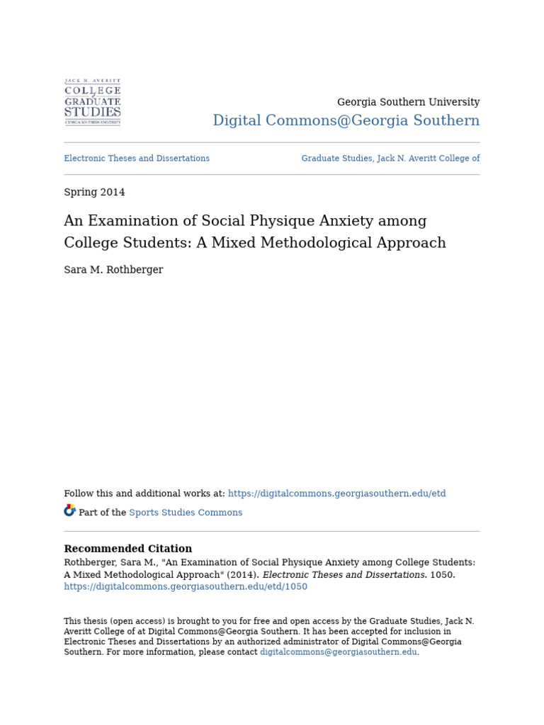 An Examination of Social Physique Anxiety Among College Students | PDF ... An Examination of Social Physique Anxiety Among College Students | PDF ...