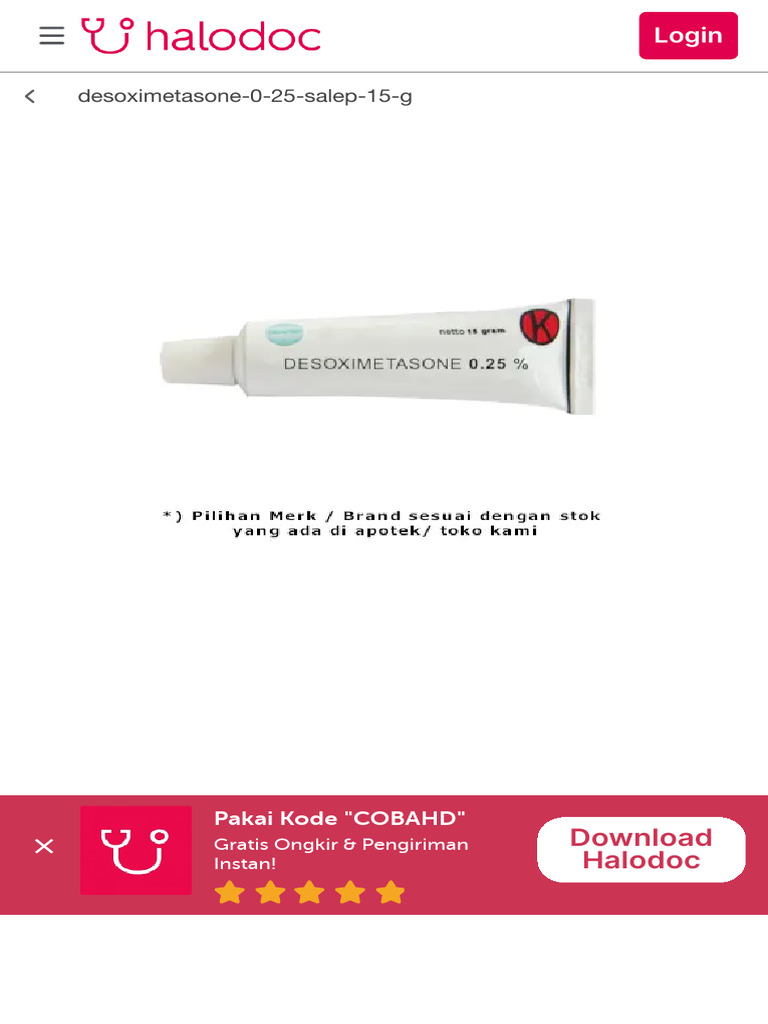 Desoximetasone 0.25 Salep 15 G - Kegunaan, Efek Samping, Dosis Dan Aturan Pakai - Halodoc | PDF