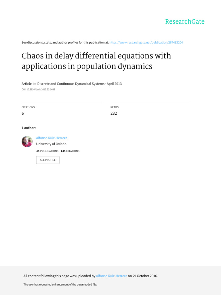 Chaos in Delay Differential Equations With | PDF | Chaos Theory | Dynamical System