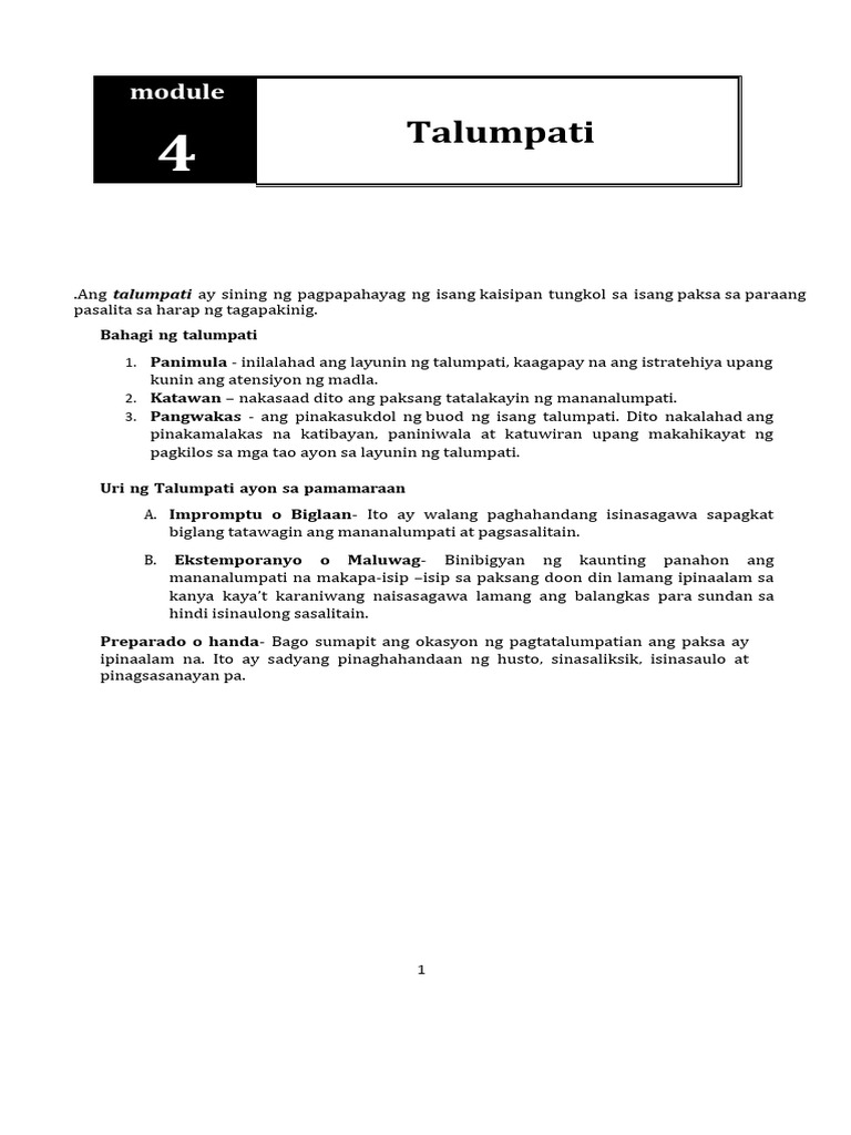 Filipino 9 Yunit 2 Module 4 | PDF