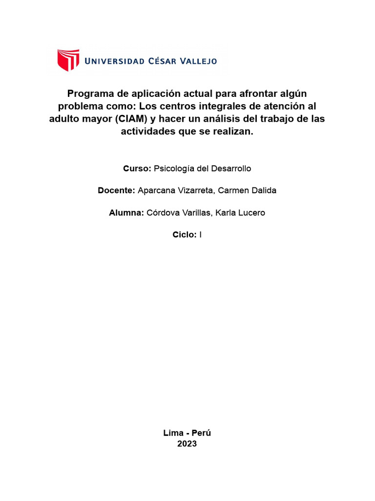 Programa de Aplicación Actual Para Afrontar Algún Problema Como_ Los Centros Integrales de ...
