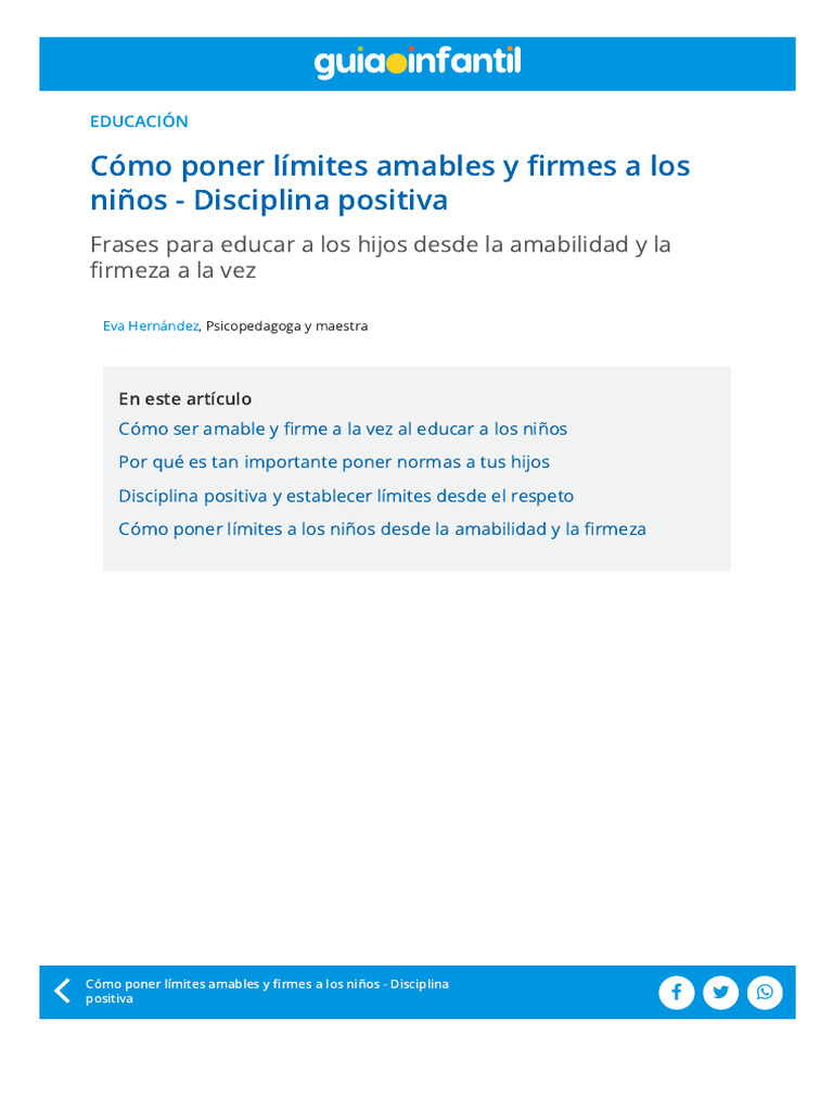 Cómo Poner Límites Amables y Firmes A Los Niños - Disciplina Pos | PDF ...