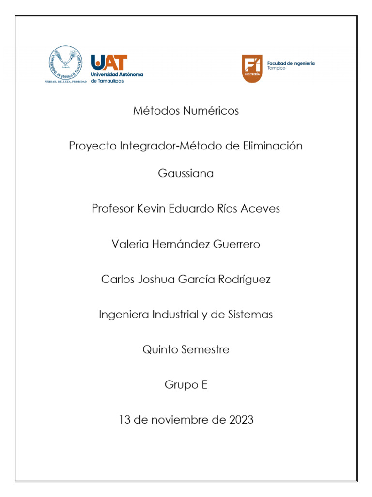 Producto Integrador-MN | PDF | Ecuaciones | Matriz (Matemáticas)