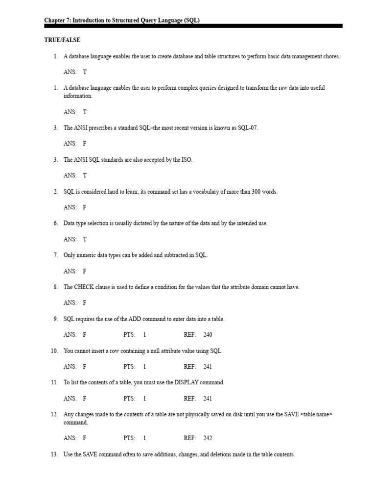 Chapter 7 Introduction To Structured Que | PDF Chapter 7 Introduction To Structured Que | PDF