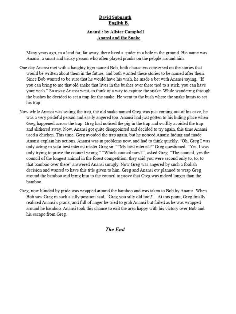 Anansi and Snake | PDF | Anansi