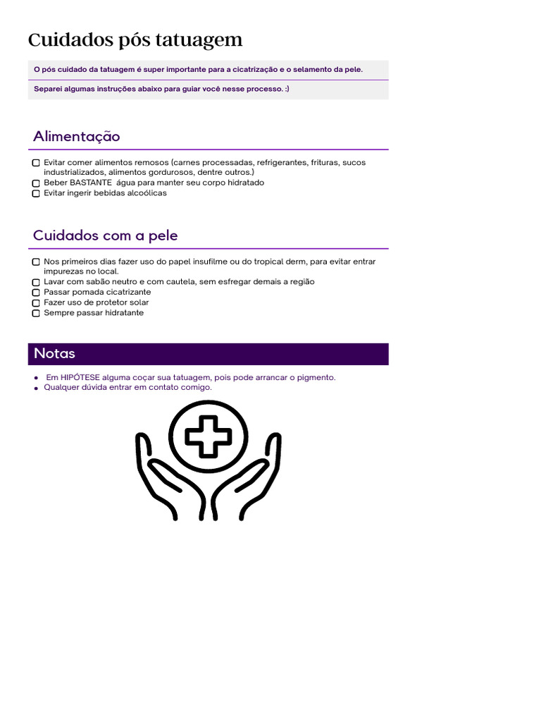 Cuidados Pós Tattoo | PDF